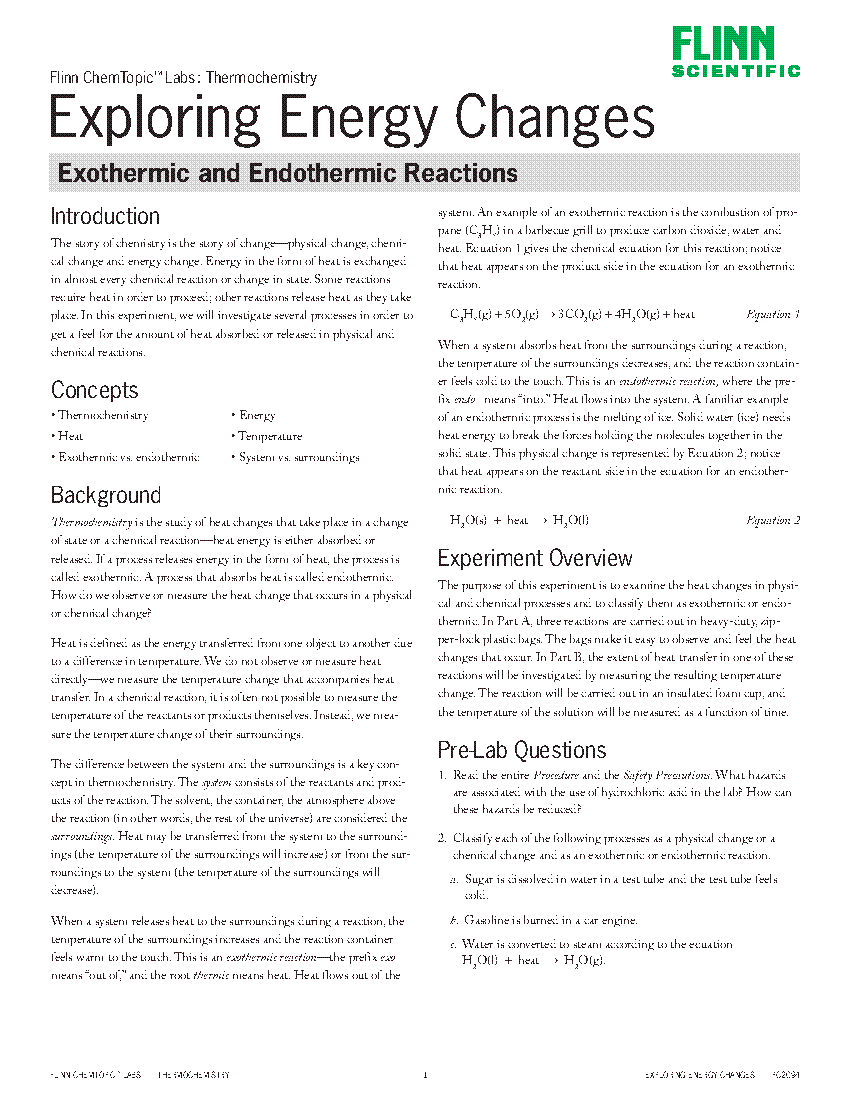 Exploring Energy Changes: Exothermic and Endothermic Reactions ...