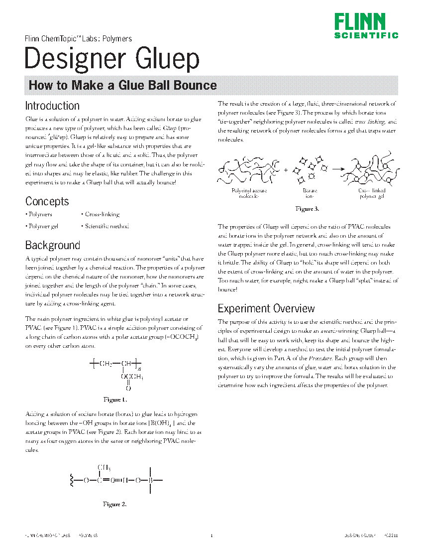 Designer Gluep: How to Make a Glue Ball Bounce—ChemTopic™ Lab Activity ...