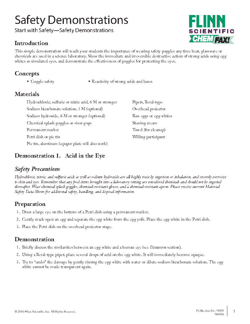 Safety Demonstrations | Flinn Scientific