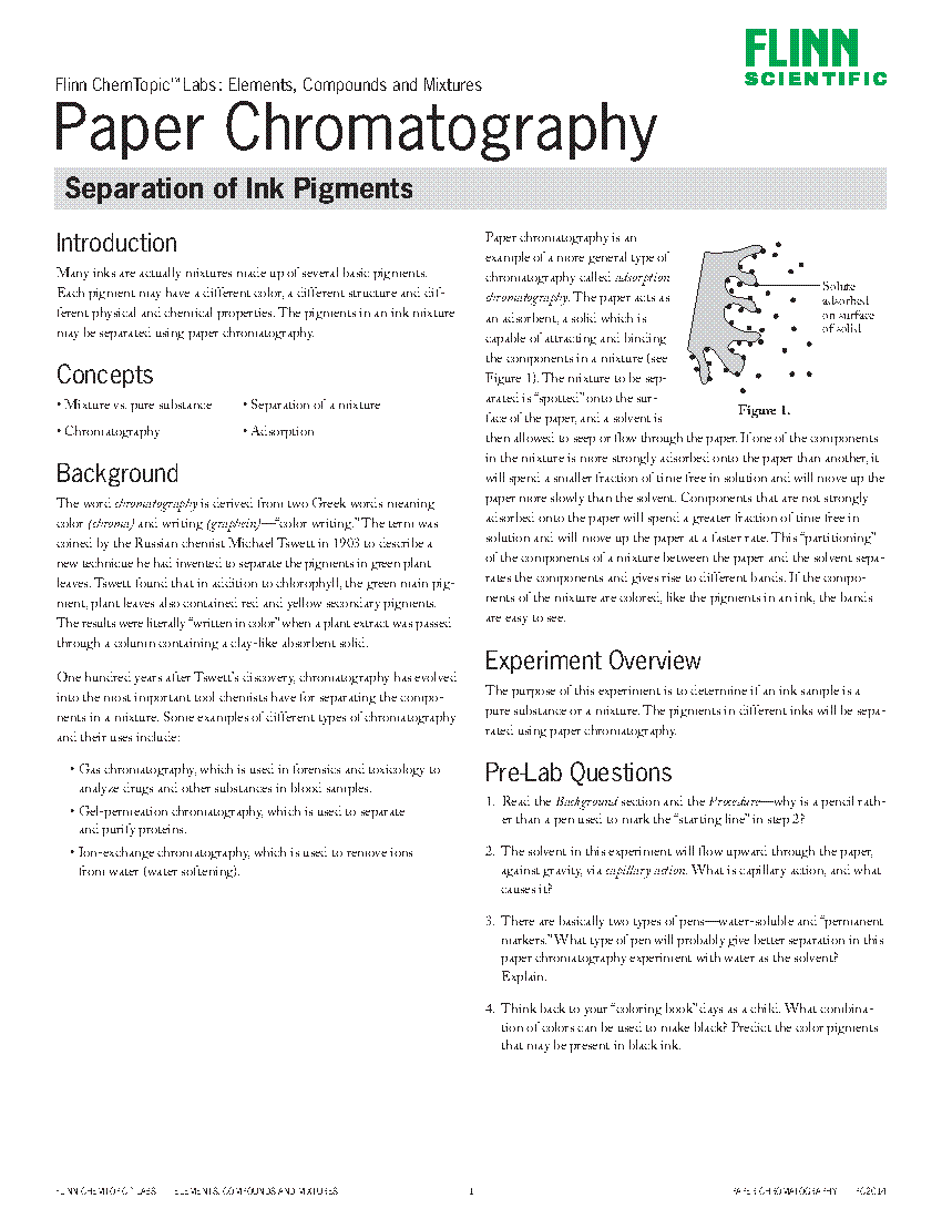 Paper Chromatography: Separation of Ink Pigments—ChemTopic™ Lab ...