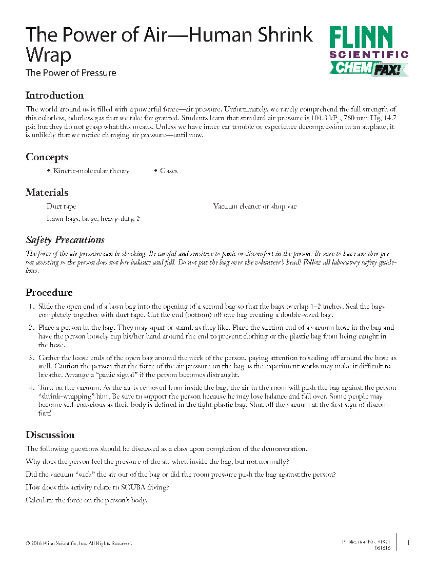 The Power of Air-Human Shrink Wrap | Flinn Scientific