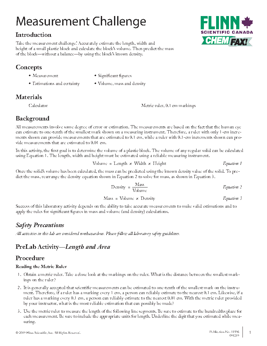 Measurement Challenge | Flinn Scientific
