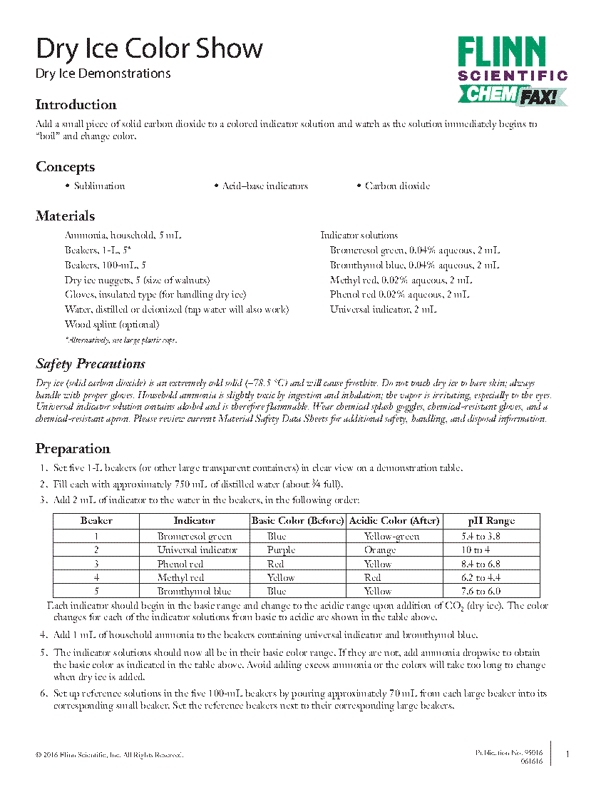 Dry Ice Color Show | Flinn Scientific