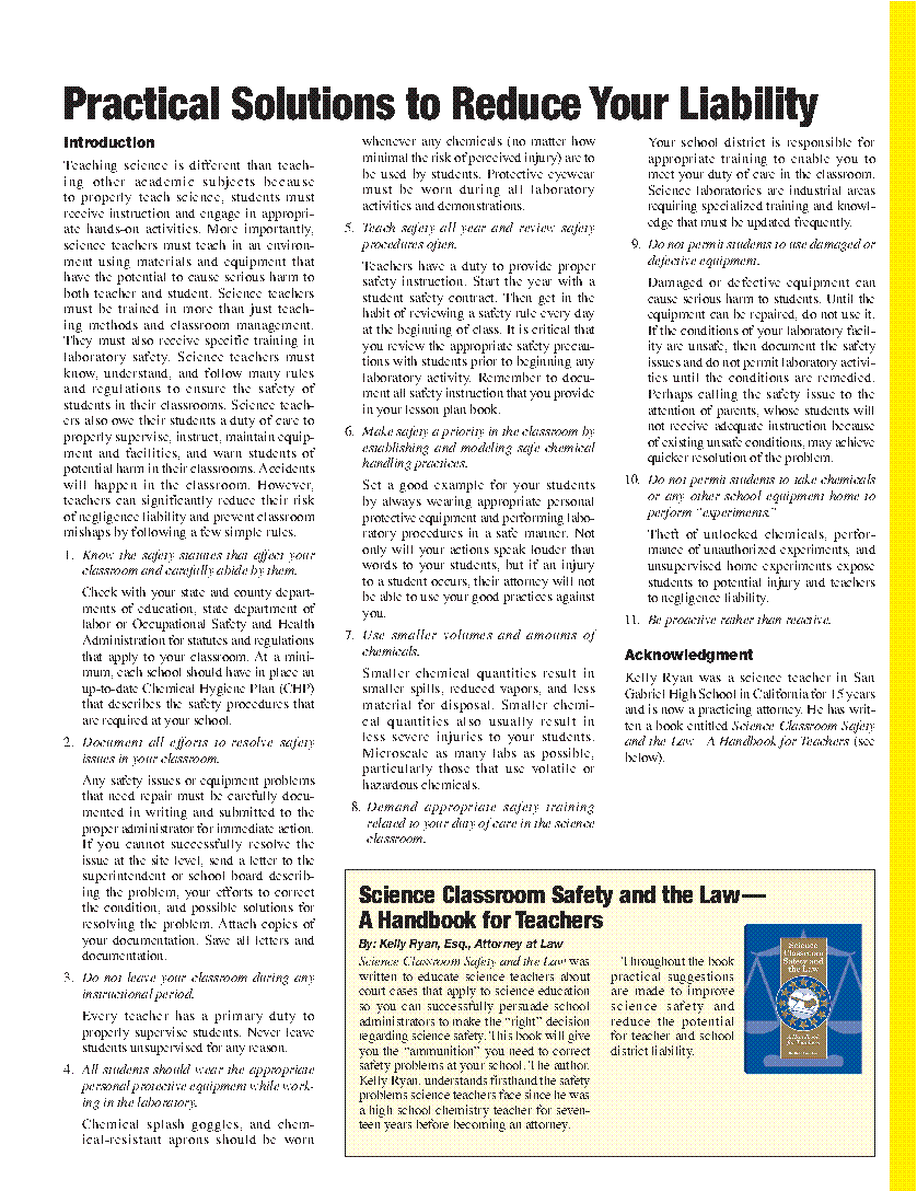 Practical Solutions to Reduce Liability | Flinn Scientific