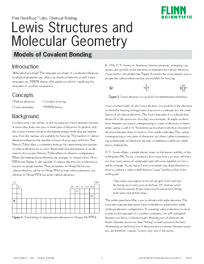 Lewis Structures and Molecular Geometry: Models of Covalent Bonding ...