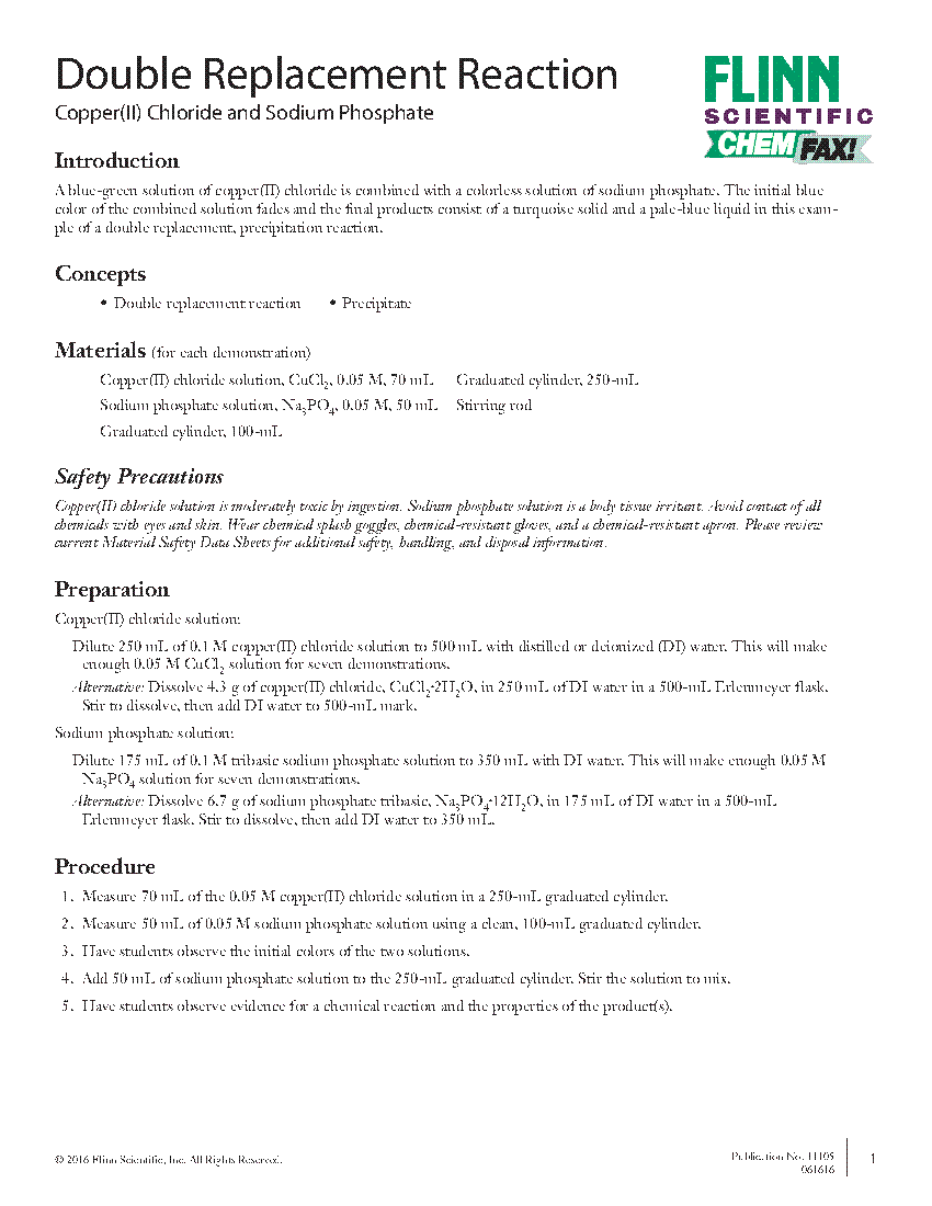 Double Replacement Reaction | Flinn Scientific