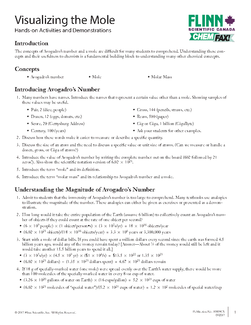 Visualizing the Mole | Flinn Scientific