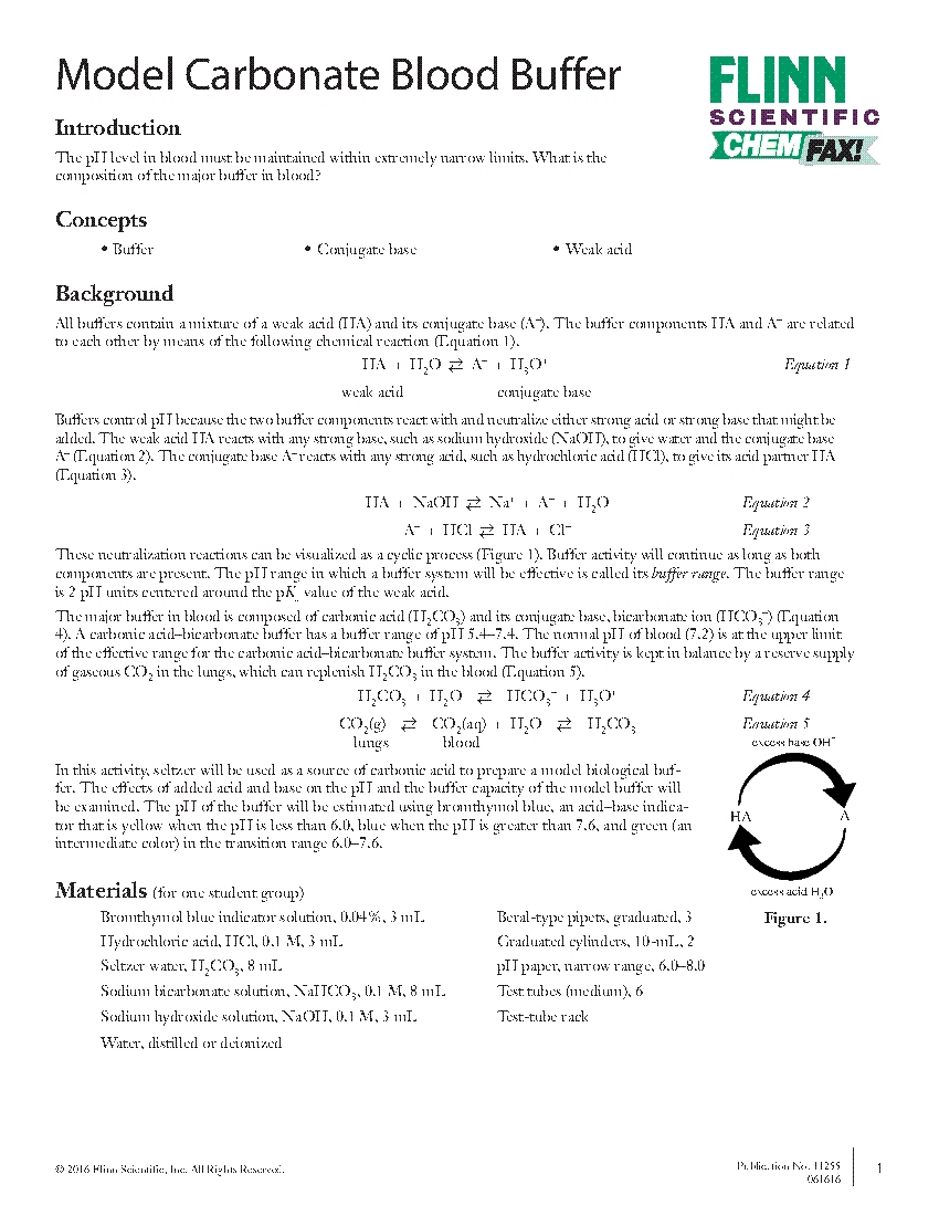 Model Carbonate Blood Buffer | Flinn Scientific