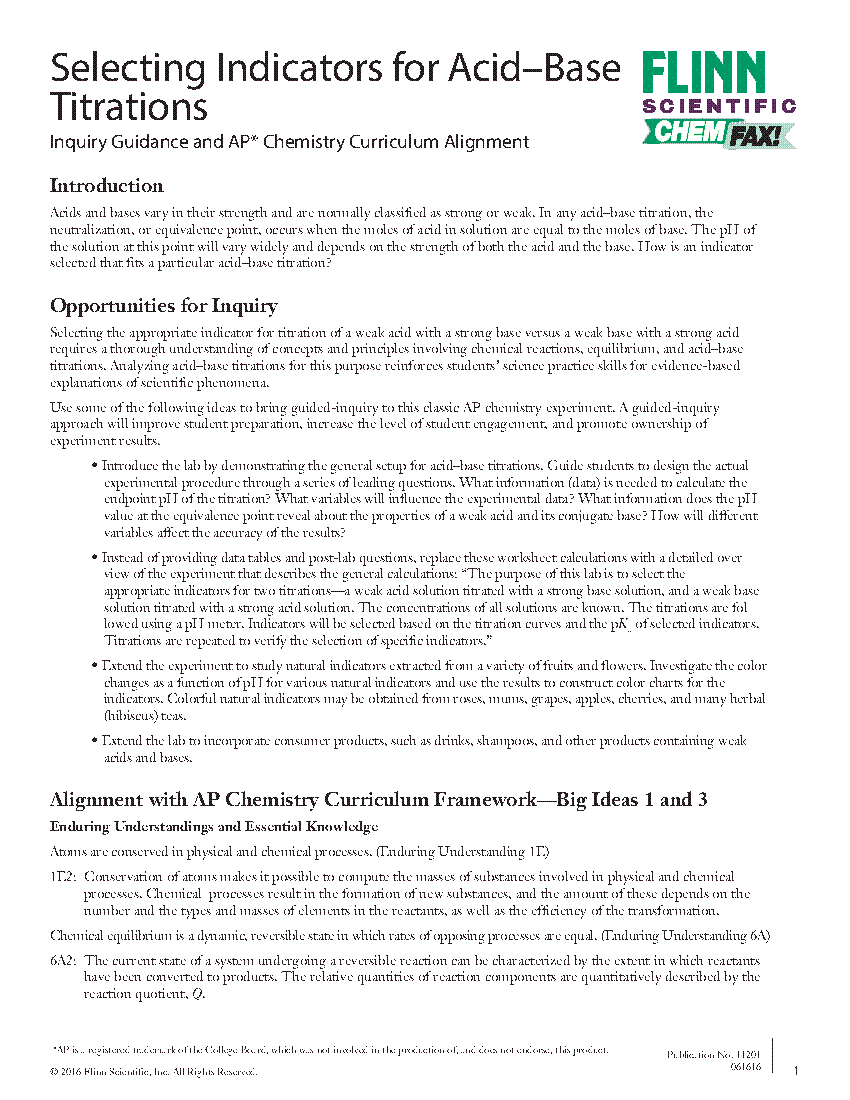 Acid Base Titration Experiment
