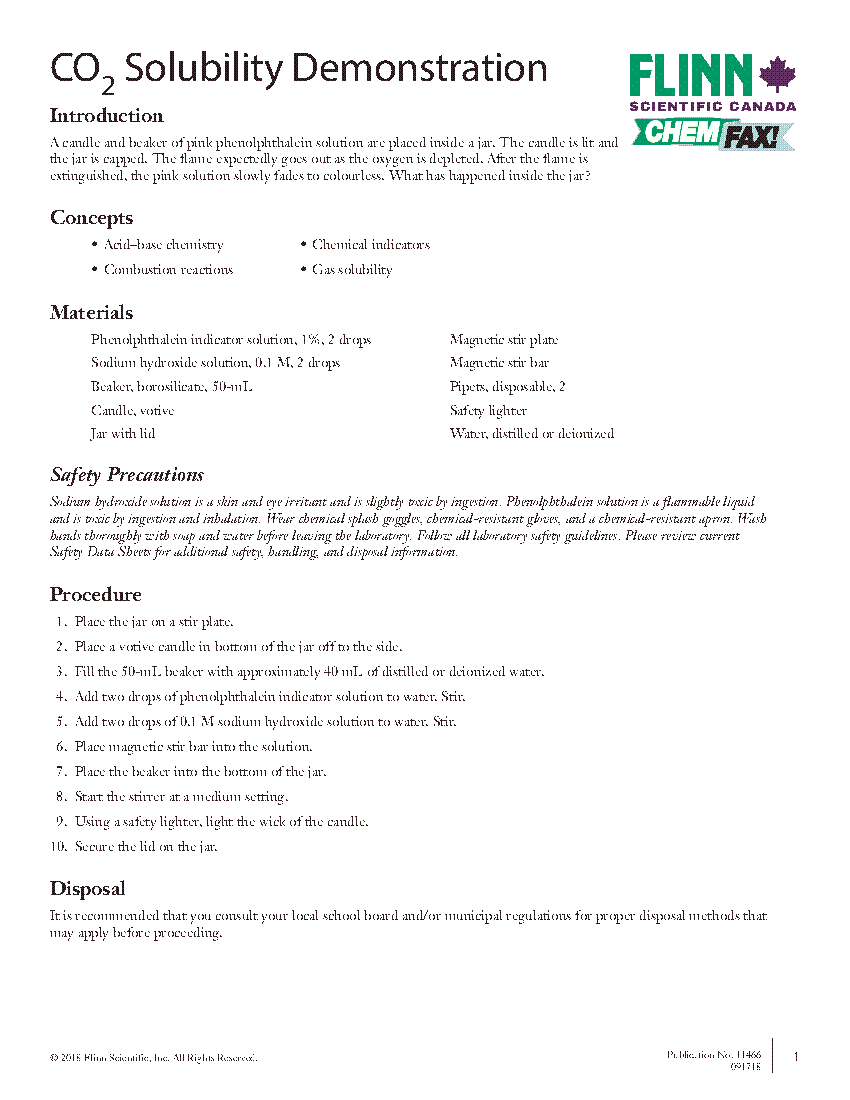 CO2 Solubility Demonstration | Flinn Scientific